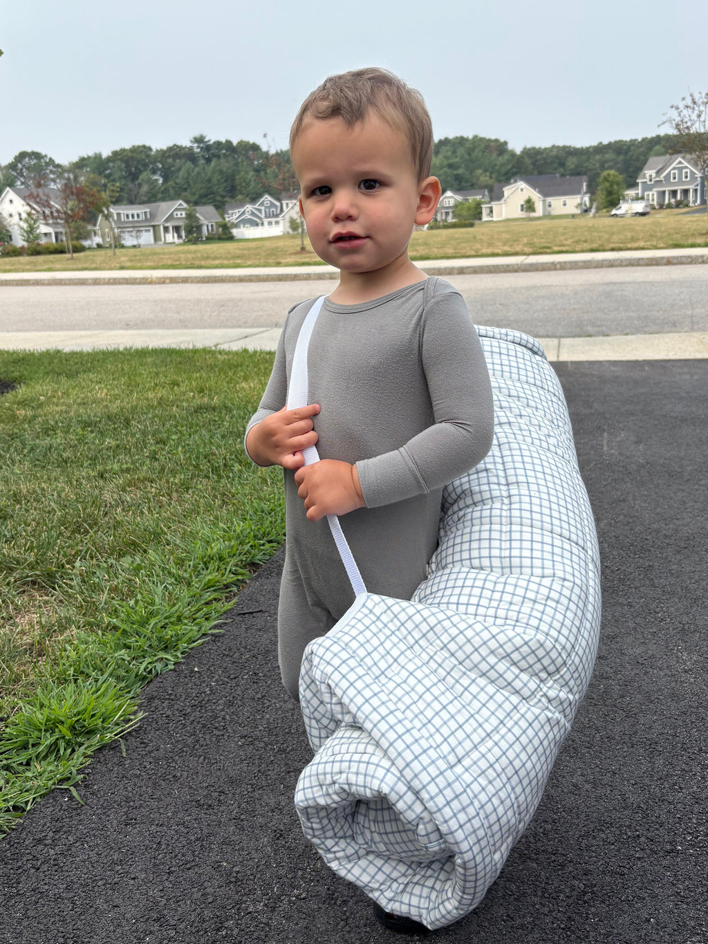 Checkmate Neutral Bamboo Viscose Toddler Nap Mat | günamüna