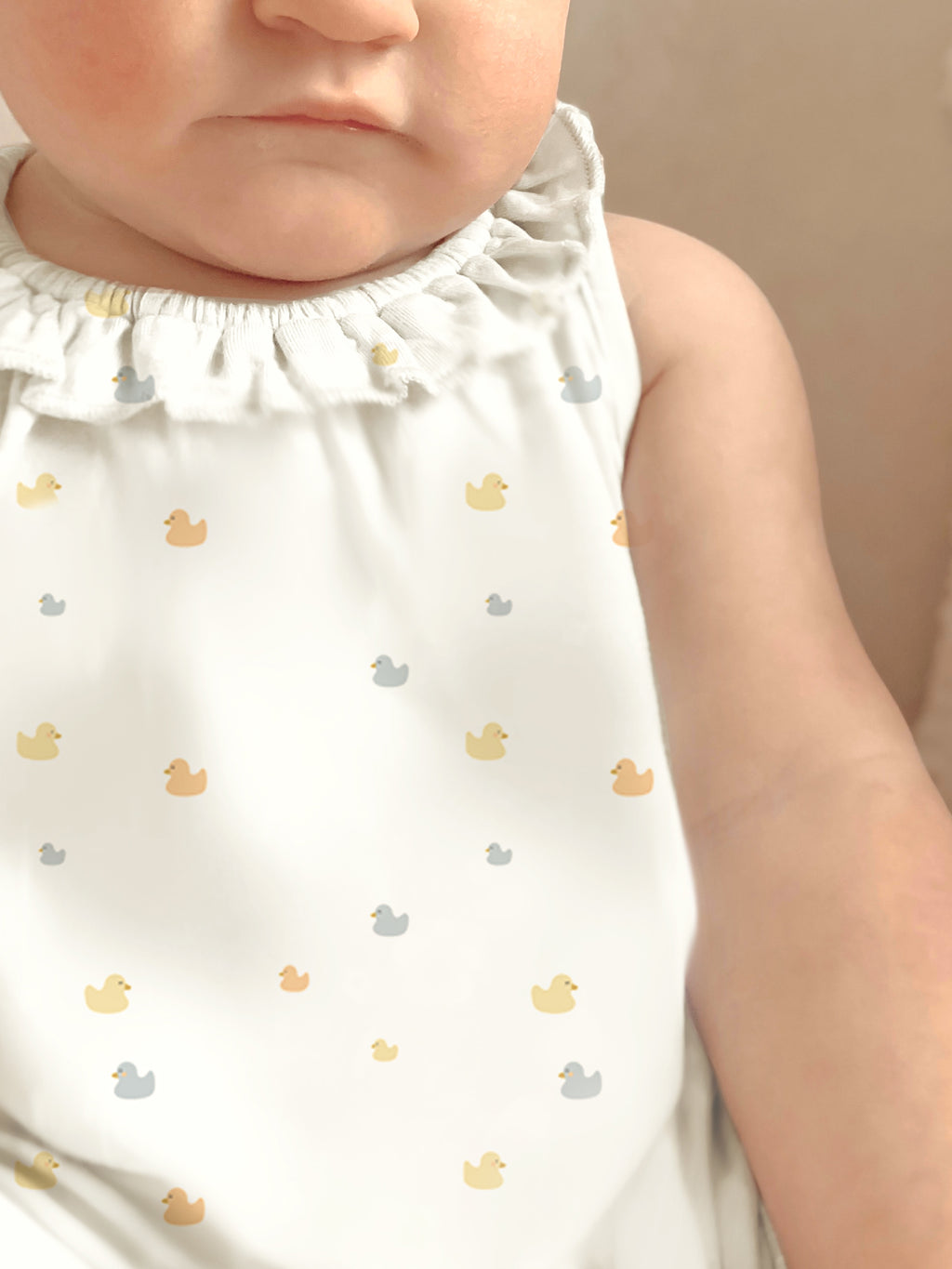 Duck Cream Bamboo Viscose Bubble Tank Romper | günamüna